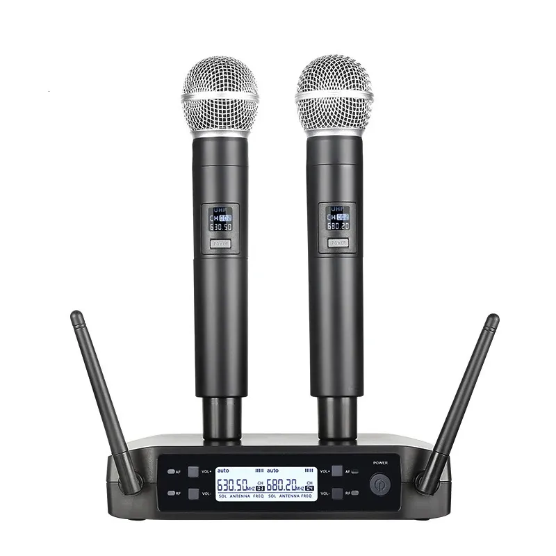 Dual Channel Wireless Handheld Microphone System, UHF Dynamic Mic For ...