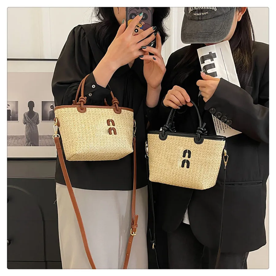 Designer Straw Beach Tote Bag Summer 2024 Women's Crossbody Messenger ...