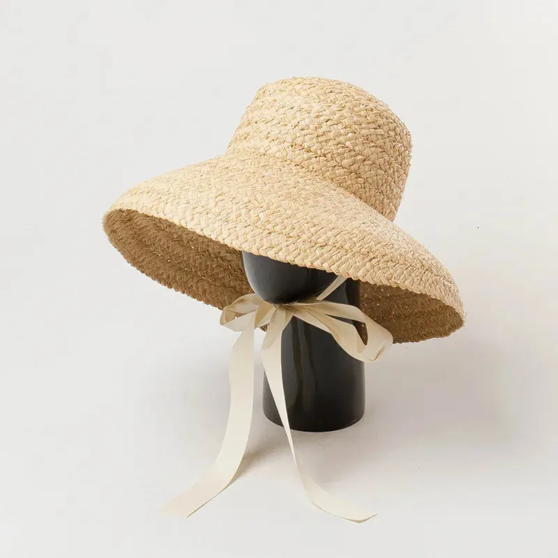 USPOP Hand Woven Raffia Straw Hats For Women Retro Flat Top Drooping ...