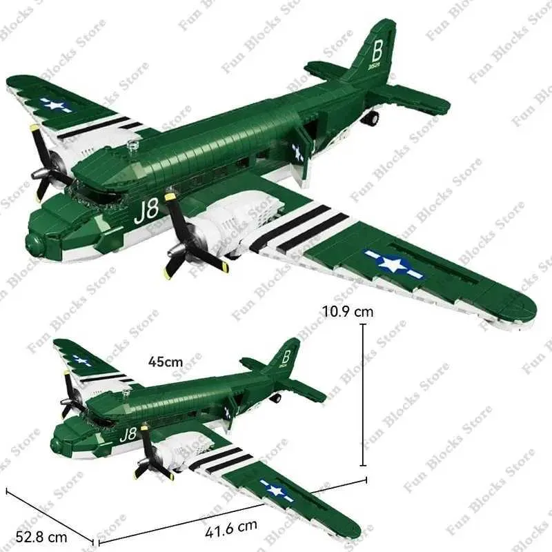 WW2 US Military Transport Aircraft Argos Building Blocks Set Fighter ...