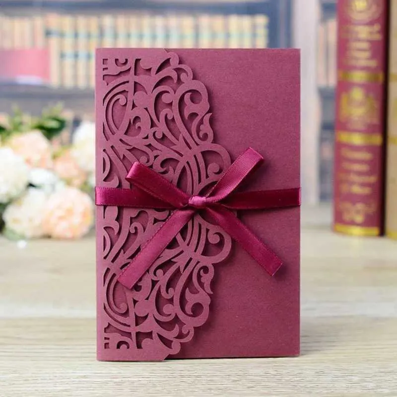 Handmade Wedding Invitation Cards: Laser Cut Elegant Tri Fold ...