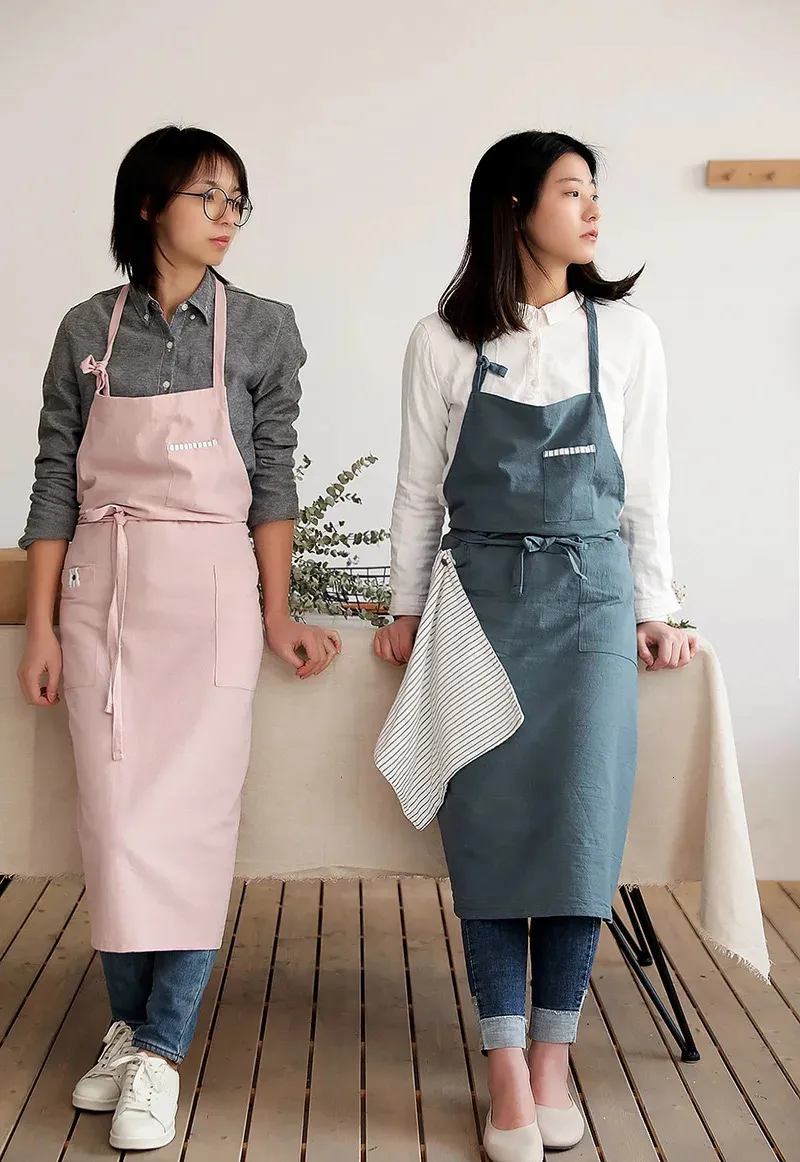 Simplicity Nordic Linen Pinafore Apron with Pockets, Japanese Cross ...