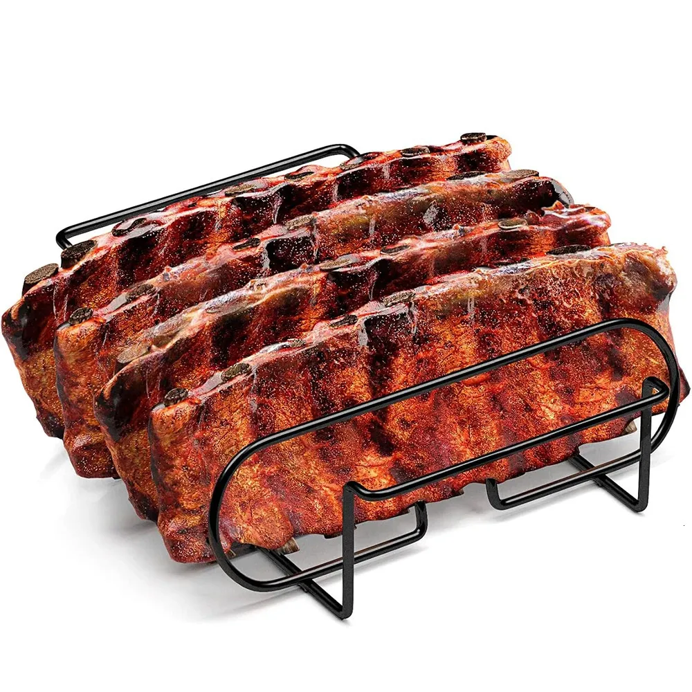 BBQ Grill Stand Heavy Duty Steel Roasting Barbecue Grilling Racks Holds ...