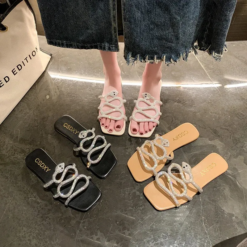 Crystal Rome Women's Fashion Summer Bling Flat Slippers: Comfortable ...