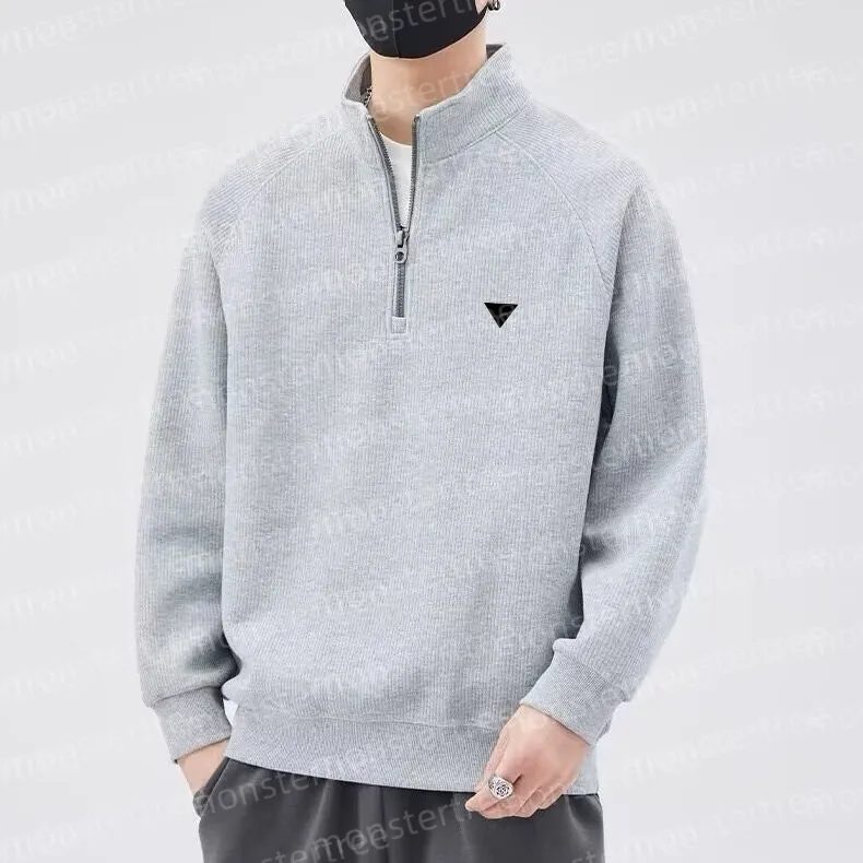 Designer Half Zipper New Hoodie Thickened Stand Collar Solid Color ...