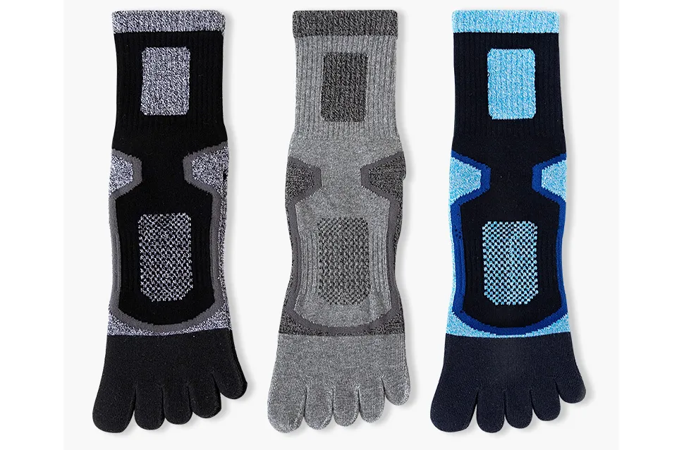 Men's Knee-Length 100% Cotton Compression Toe Socks for Bike Run ...