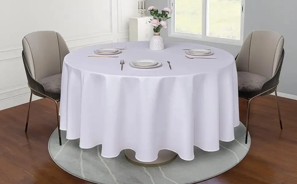 145-335cm Round Satin Tablecloth White Overlay Cover Smooth Fabric for ...