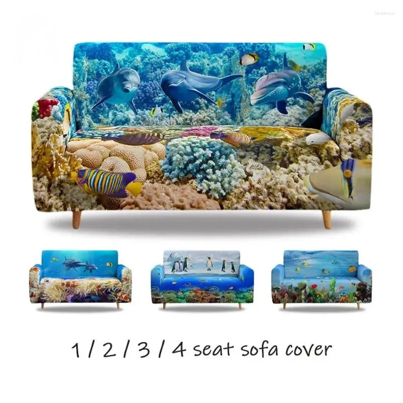 Ocean Park 3D Print Dolphin Sofa Armchair Covers Stretchable Slipcovers ...