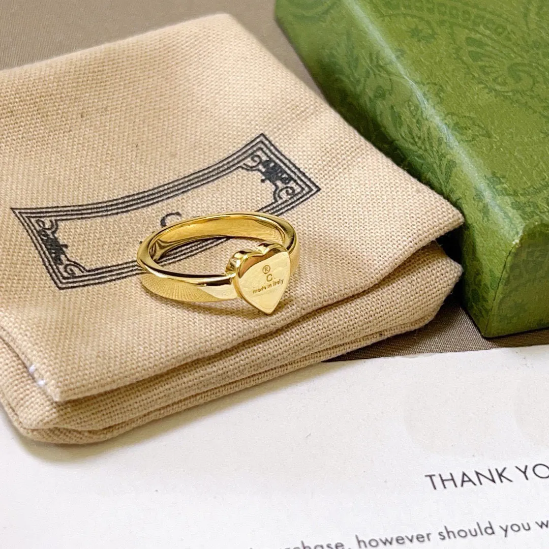 Ring Designer Solid Color Letter Heart Love Rings Simple Versatile ...