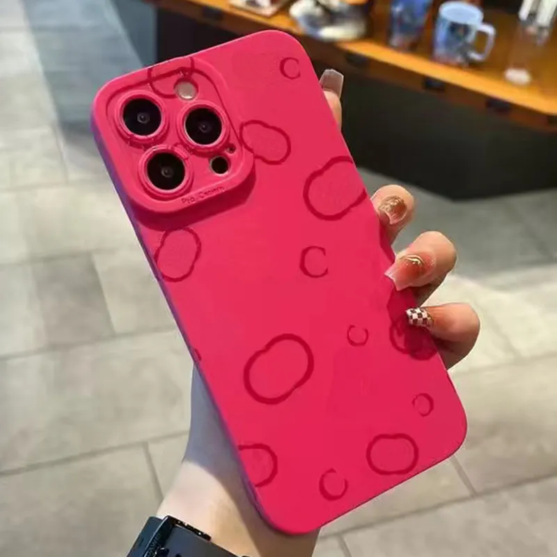 Pink Hand Drawn IPhone 16 Promax Hot Pink Phone Case Soft And Anti Drop ...