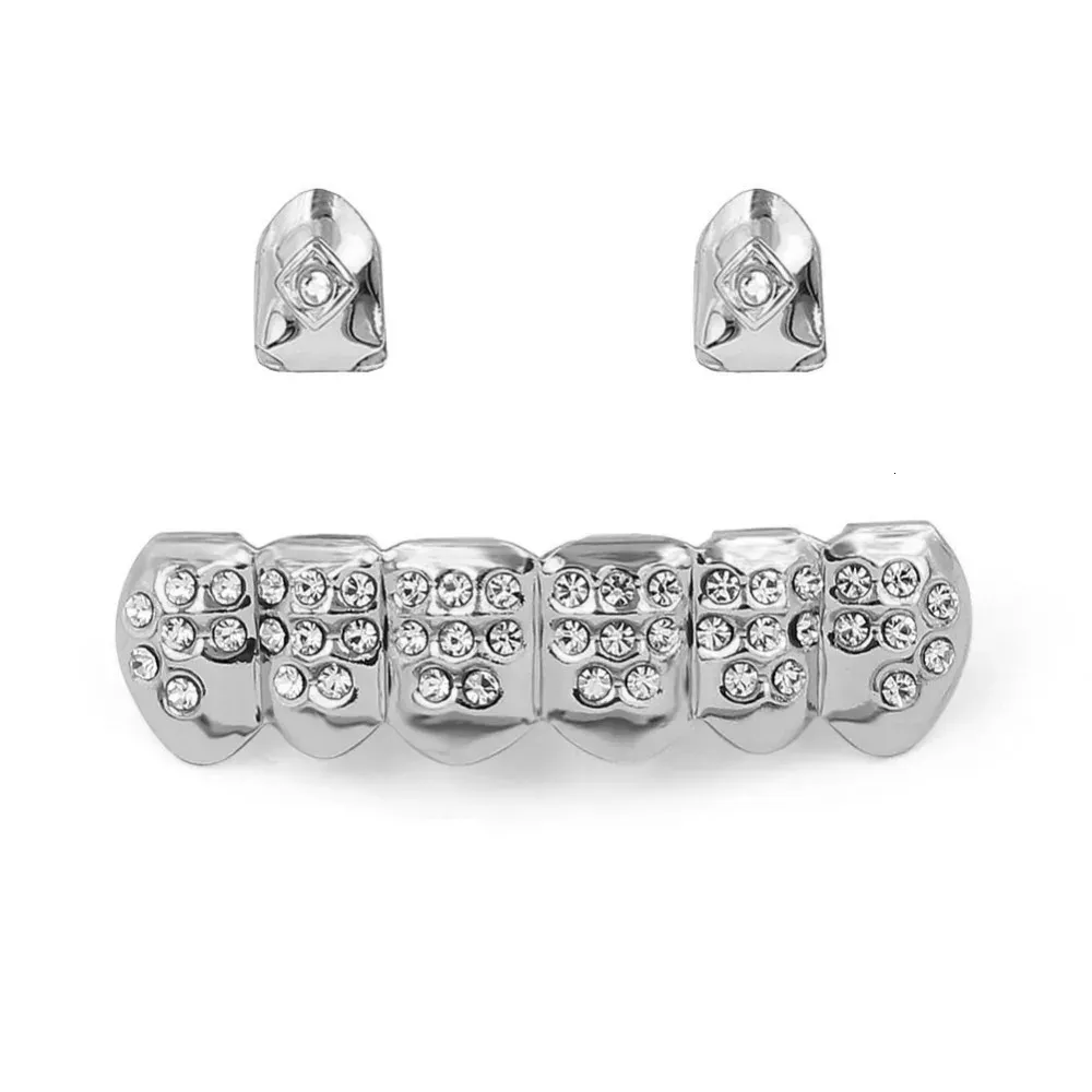 Top Light Yellow Gold Color Plated Two-Line Bottom Hip Hop Grill for ...