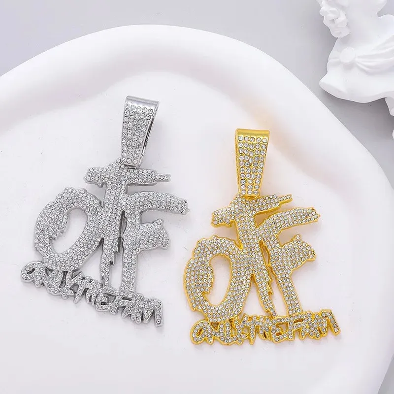 Wholesale Hip Hop Rhinestone Alloy Bling OTF Letter Pendant with 15mm ...