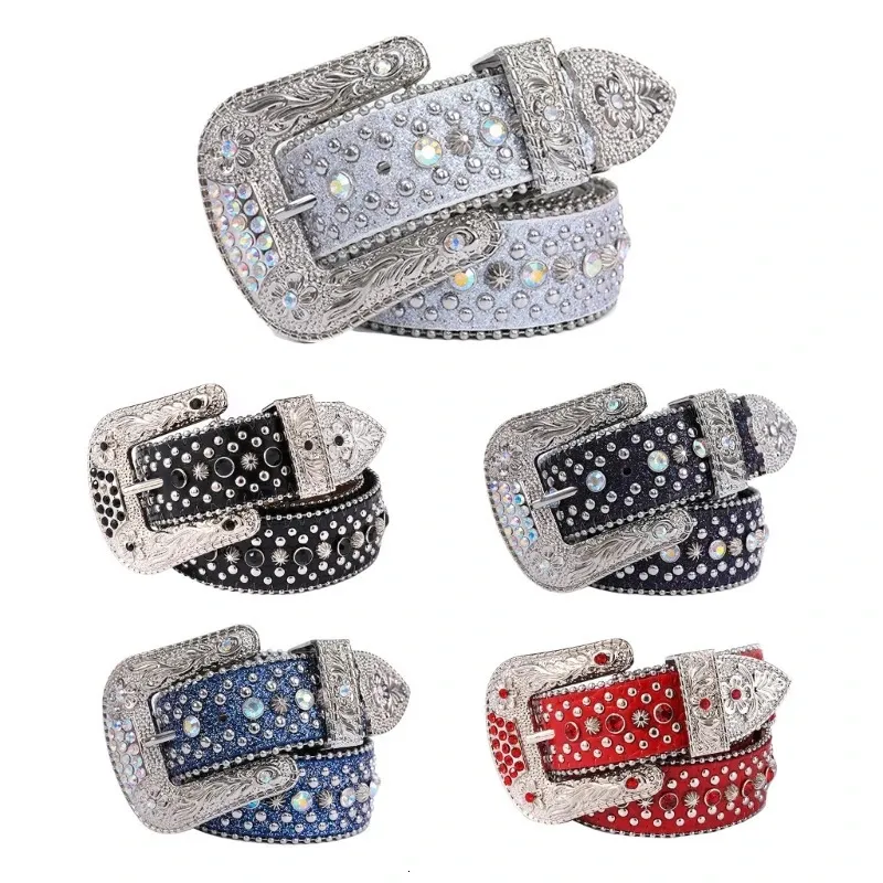 Rhinestones Belts Western Cowgirl Bling Studded Leather Crystal Diamond ...