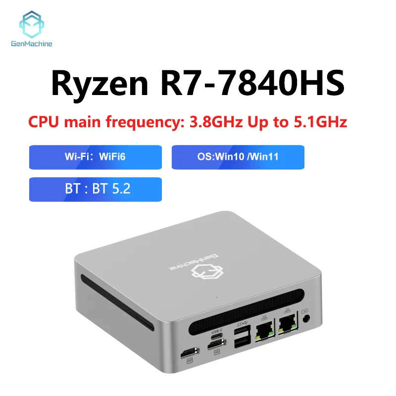 Genmachin 2024 AMD Ryzen 7 7840HS Mini PC 32GB DDR5 RAM, 512GB SSD, Windows 11, 8 Core, 16 ...