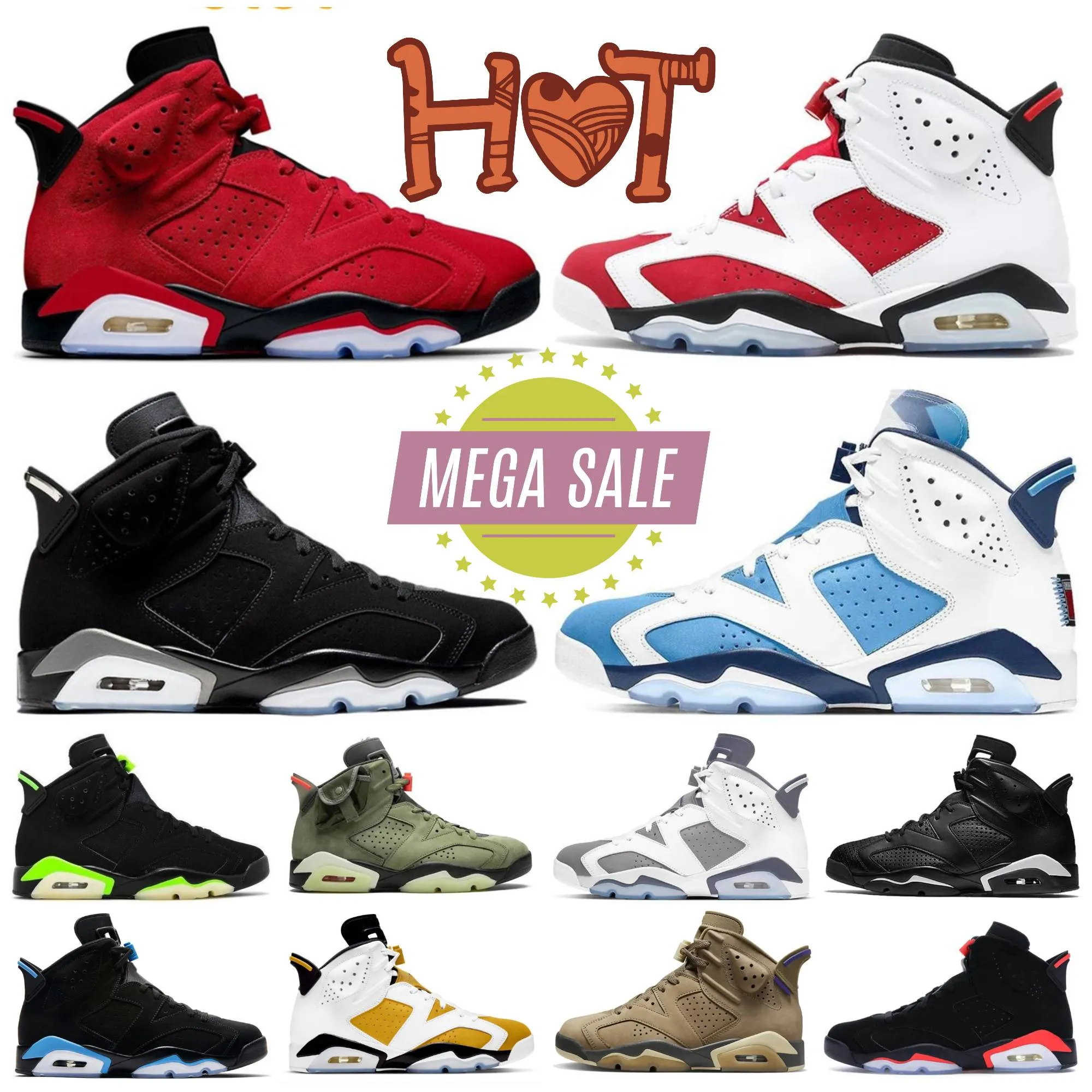 Designer Black Infrared 6 Mens 6s Basketball Shoes J6 Carmin Metallic ...