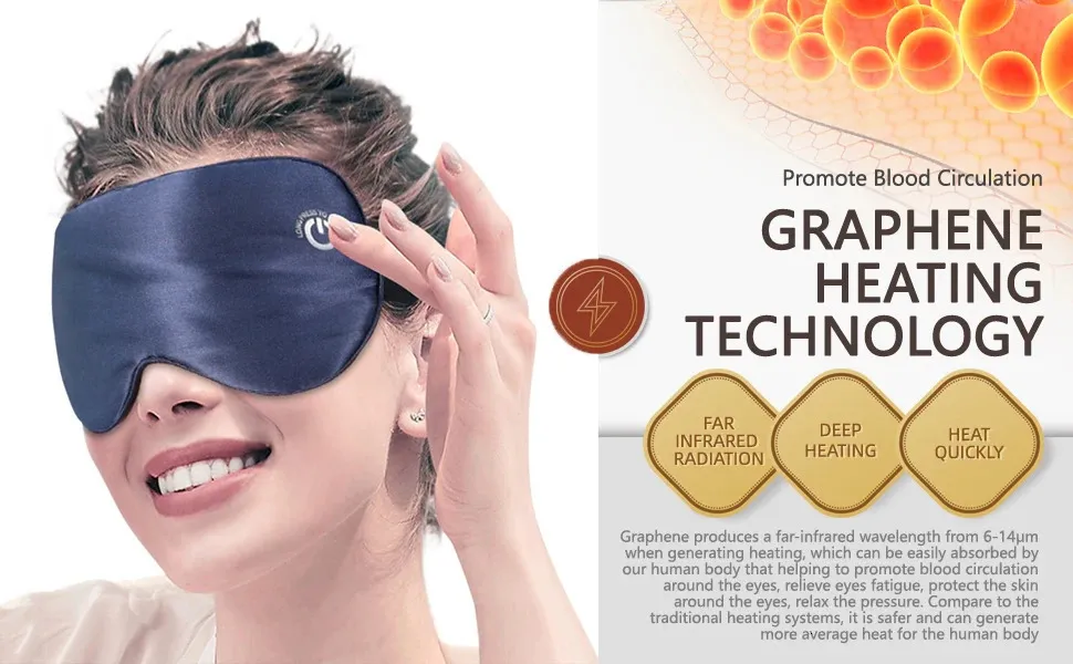 Cordless Heating Eye Mask for Dry Eyes with USB Charging, Graphene ...