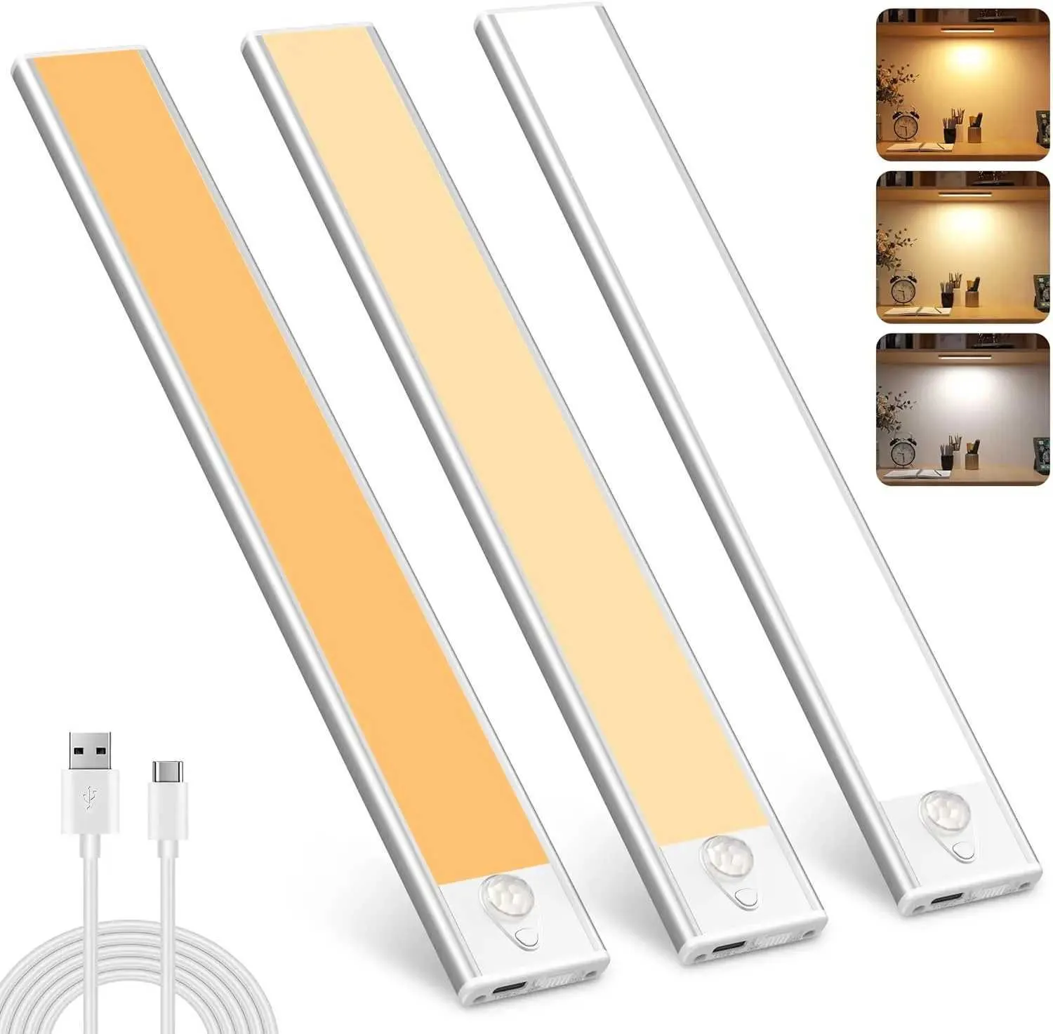 Dimmable LED Under Unit Usb Led Light With USB Rechargeable Motion ...