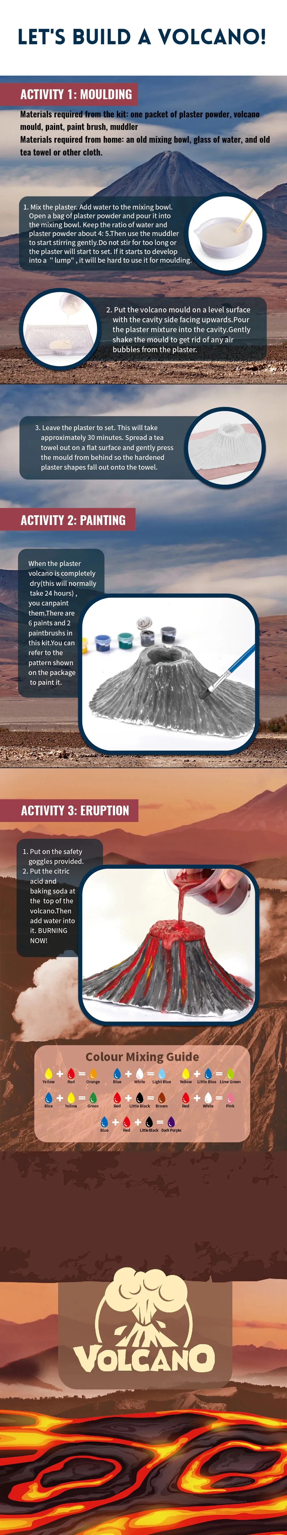 Creative Volcano Explosion Experiment Set: DIY Painting and Coloring ...