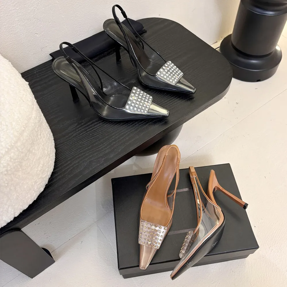 Bulk Crystal Embellished Slingback Stiletto Heels: Women's Clear PVC ...