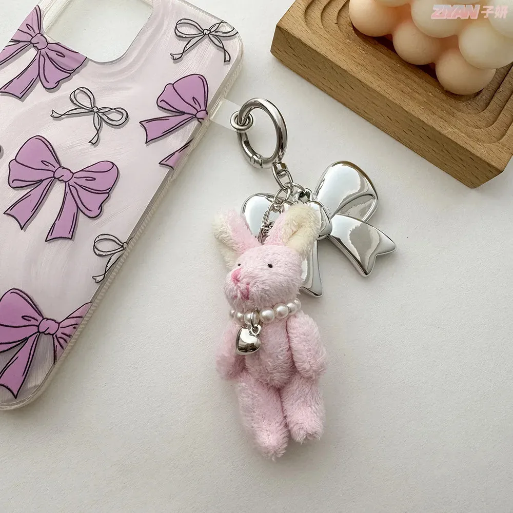 Plush Bunny Heart Bear Chain Phone Pendant Car Keychain Charm for Girls ...