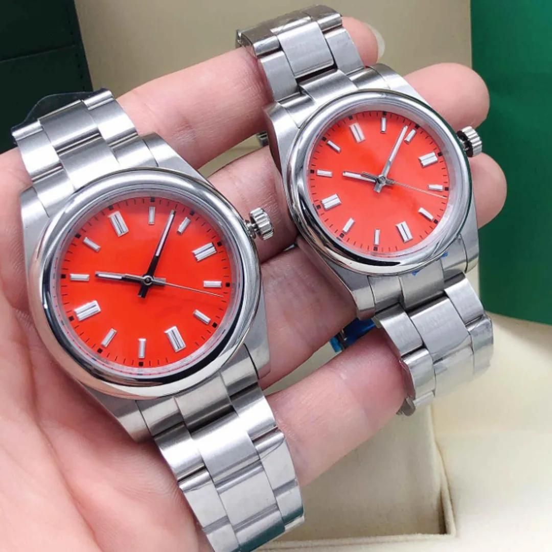 Designer Couple Watch with Classic Oysters Strap, 41mm/36mm Color Dial ...