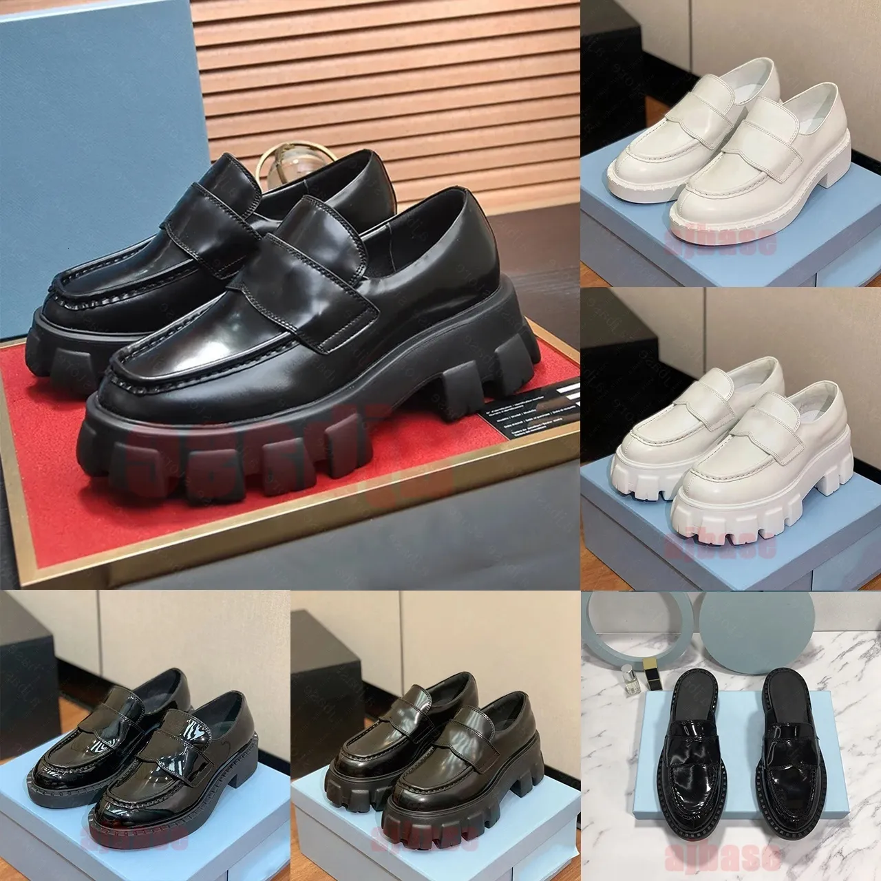 Wholesale Platform Penny Loafers: Black Leather Moccasin Shoes For ...