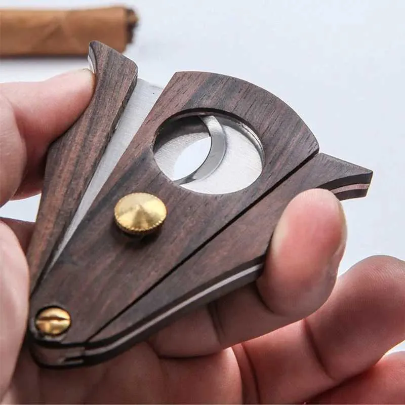 Creative Wooden Cigar Cutter Scissors Stainless Steel Sharp Blade Knife ...