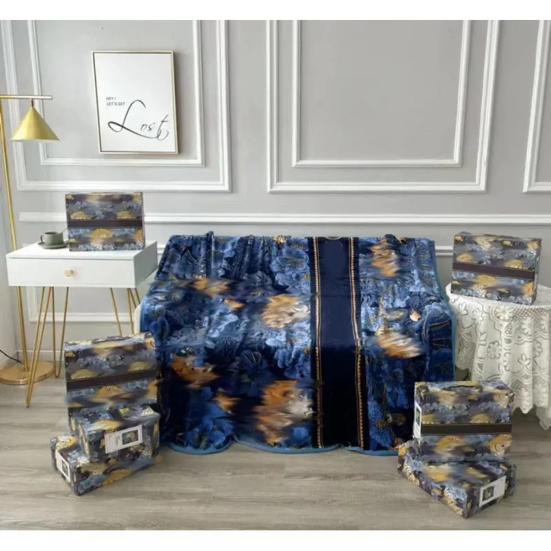 Luxury Designer Thickened Winter Blanket Warm Blue Tiger Jungle Sofa ...