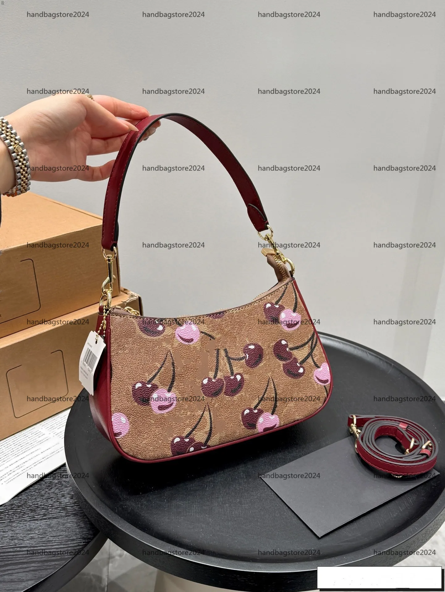 Coach Teri Underarm Bag Designer Cherry Pattern Classic Old Flower ...