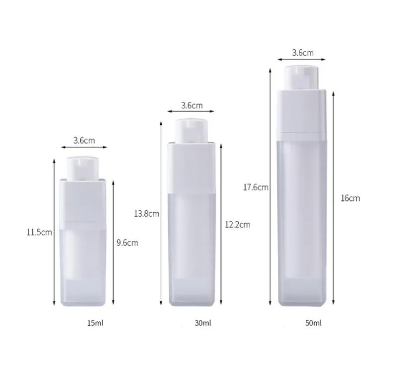 15ml 30ml 50ml Square Airless Pump Bottle Refillable Clear Frosted ...