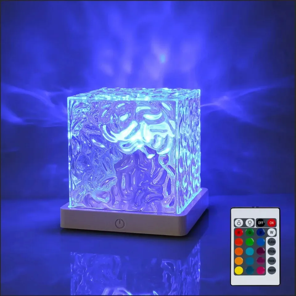 Ocean Light Projector Water Ripple Lamp: Rotating Flame Night Light For ...