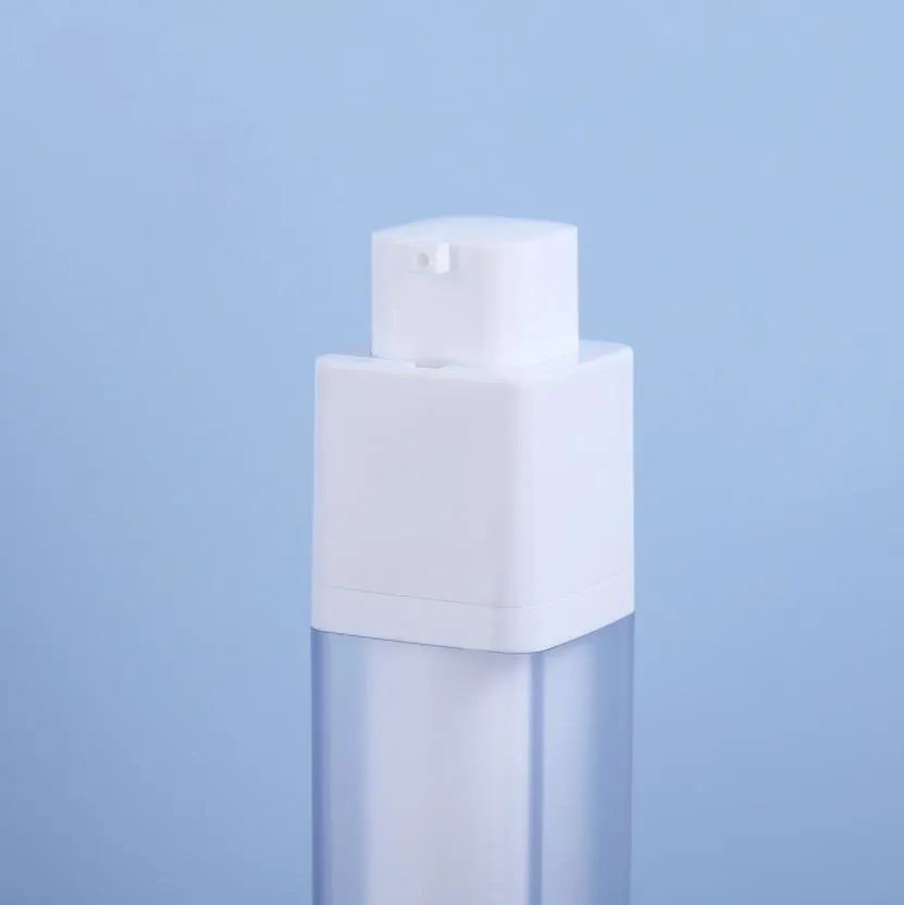15ml 30ml 50ml Square Airless Pump Bottle Refillable Clear Frosted ...