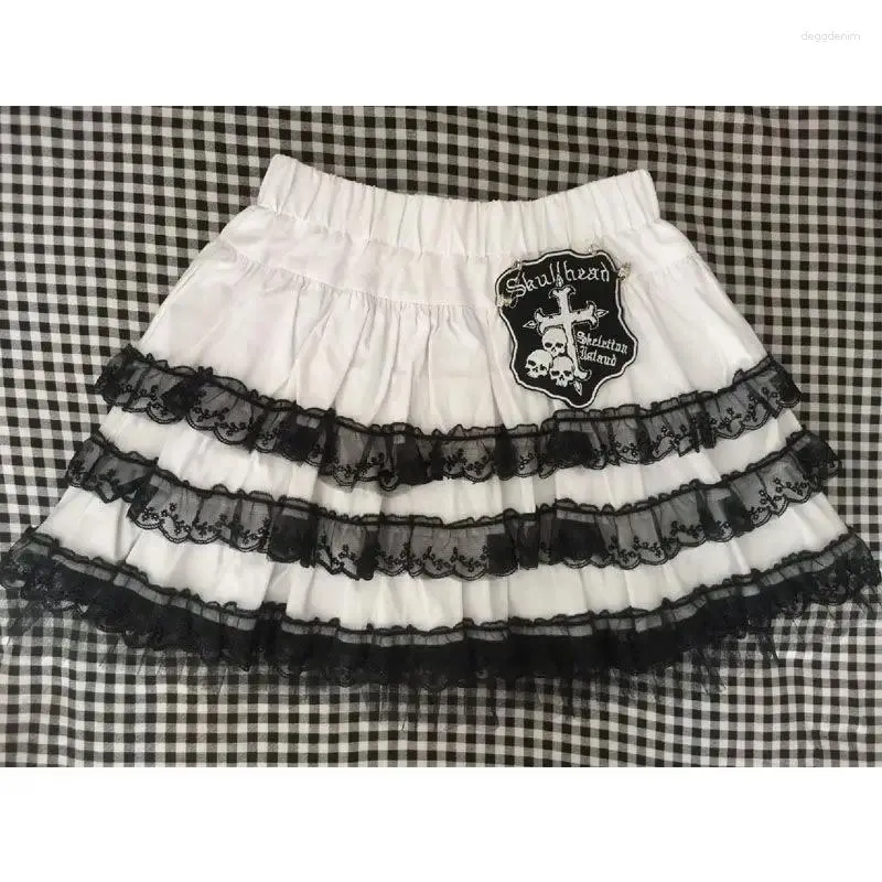 Weddbleser Japanese 2025 Subculture Ghost Horse Cake Lace Mini Skirt ...