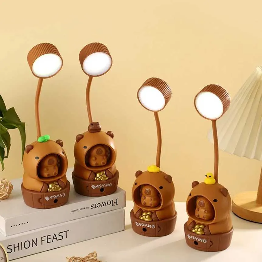 Cute Capybara Cartoon LED Kawaii Desk Lamp With Eye Protection, USB ...