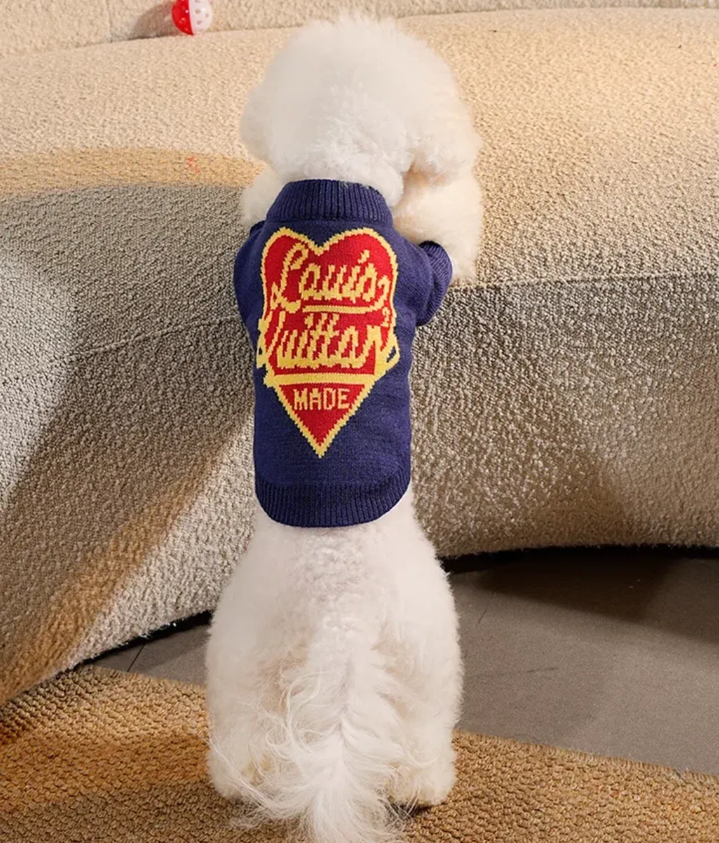 Sweater De Perros De Diseño De Lujo, Ropa De Perro Azul Marino Para ...