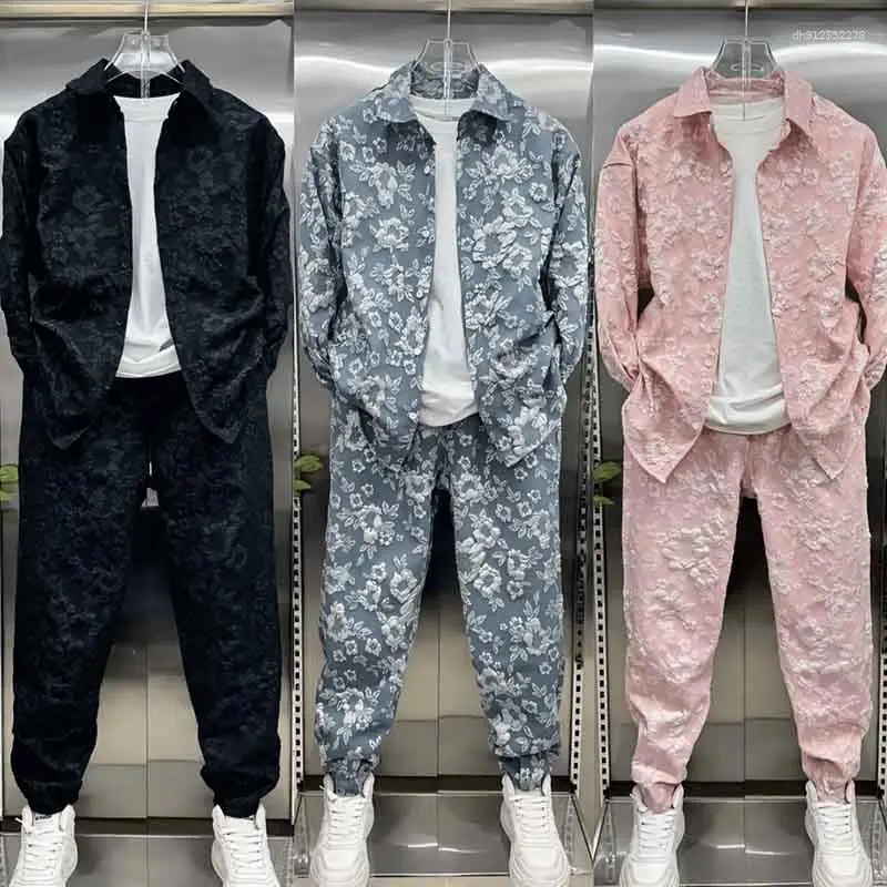 Men's Tracksuits Fall Casual Suit Embossed Printed Shirt Jacket ...