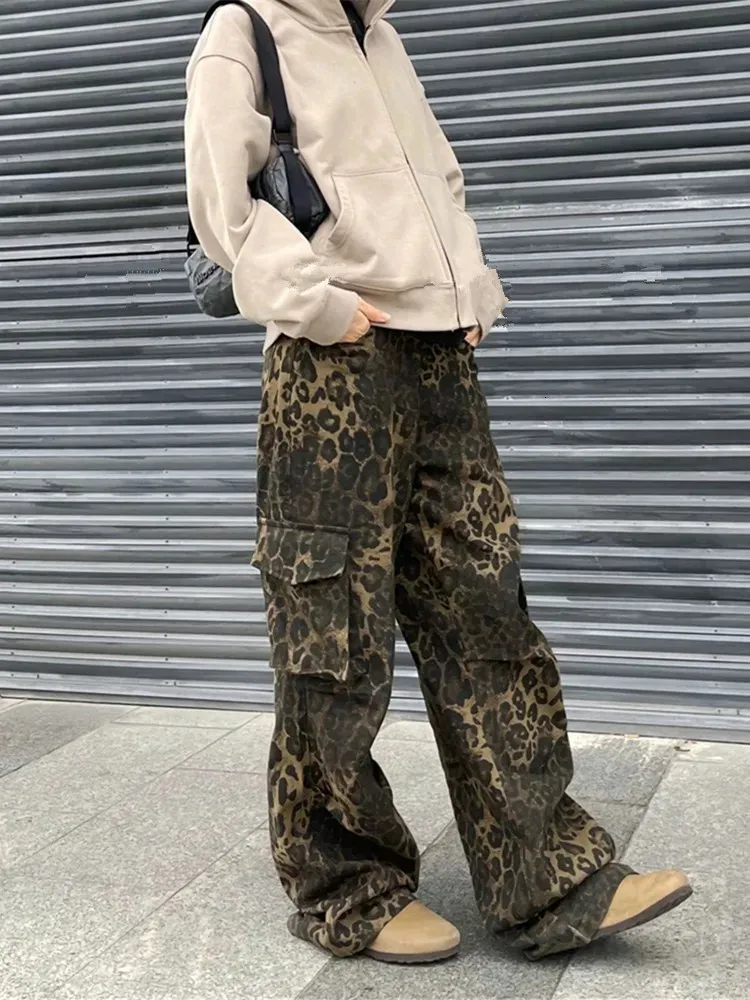 Ropa Y2K Streetwear Leopard Baggy Jeans Cargo Pants For Men Clothes Hip ...