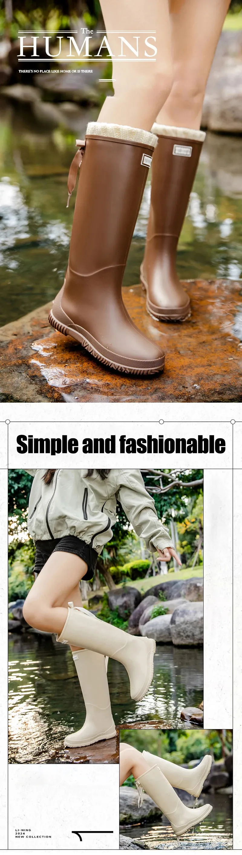 Solid Small Leg Shallow PVC Round Toe Women's Rain Boots - Waterproof ...