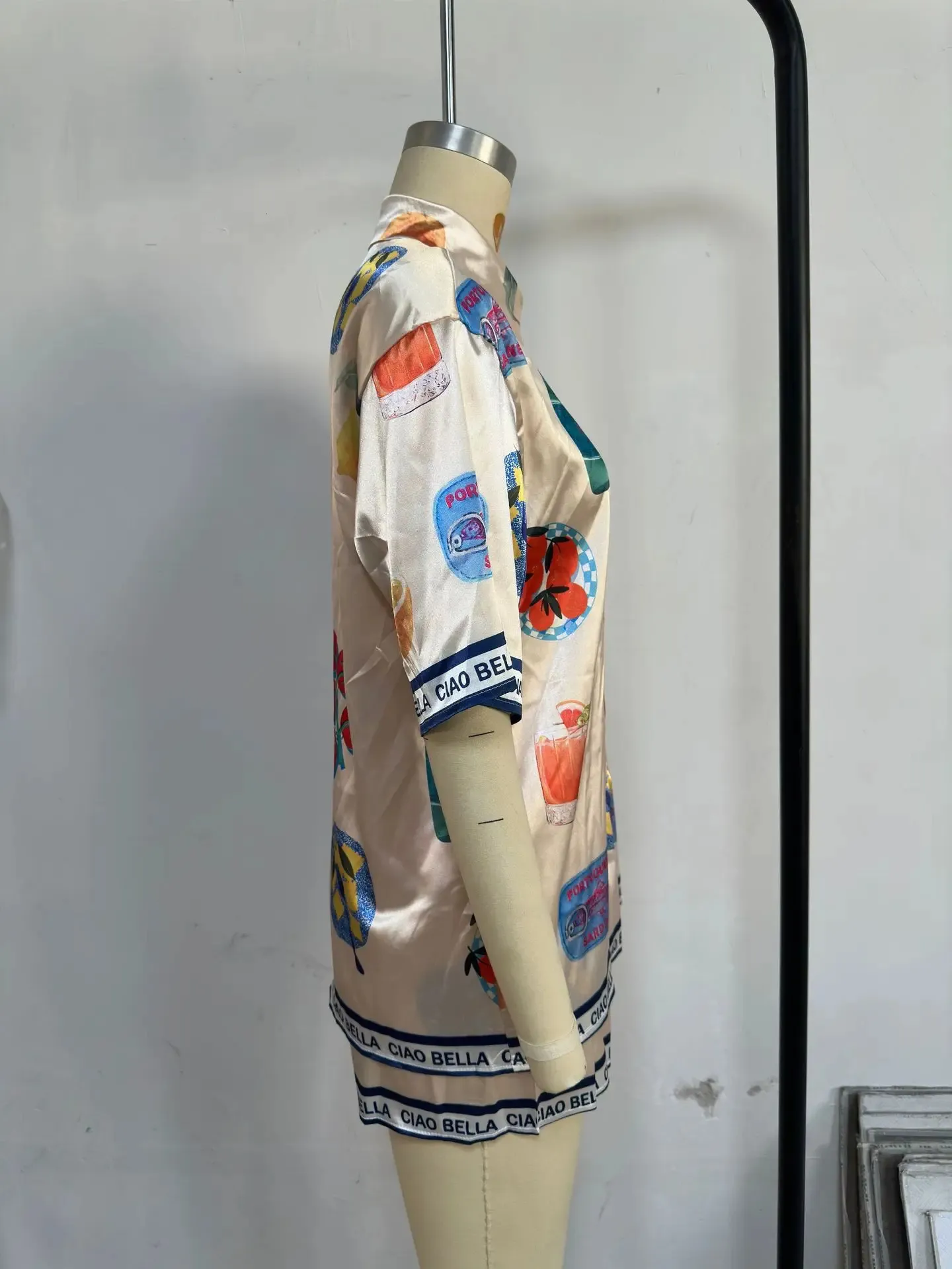 Summer Comfort: Women's Two Piece Short Set - Cartoon Print Shirt ...