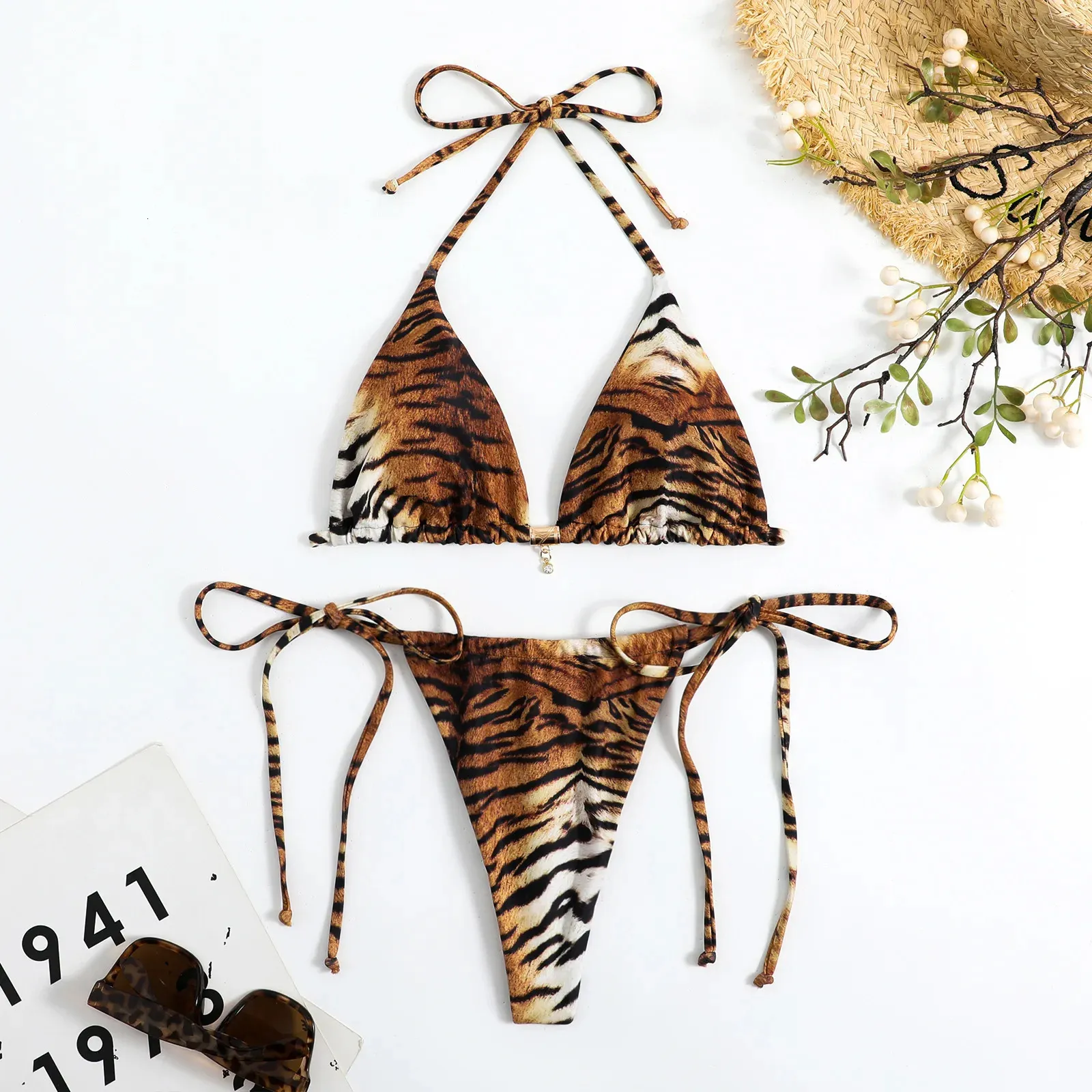 String Bikini Swimsuits: Sexy Tiger Stripe Womens String Bikinis 2025 ...