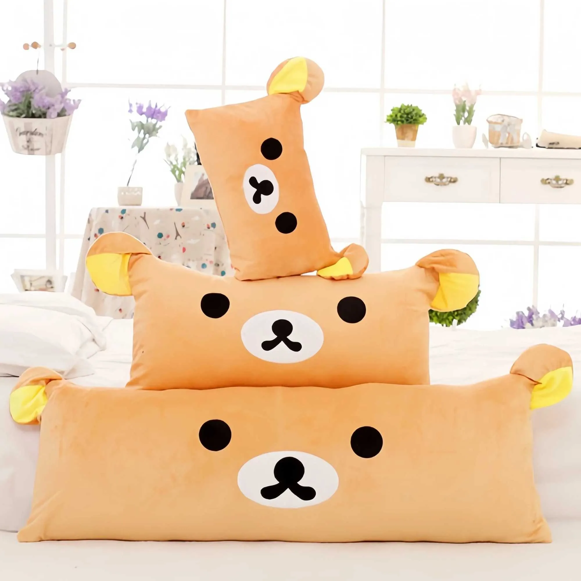 Japanese Style Cartoon Rilakkuma Long Small Lumbar Pillow Soft ...