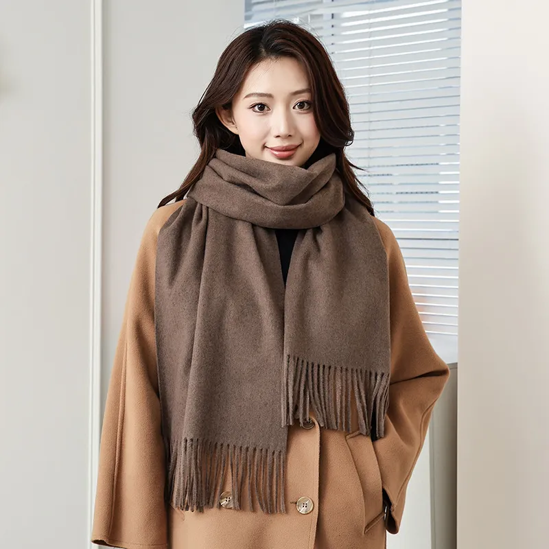 Wool Plaid Scarf Couple Scarves: Warm Unisex Solid Color Tassel Shawl ...