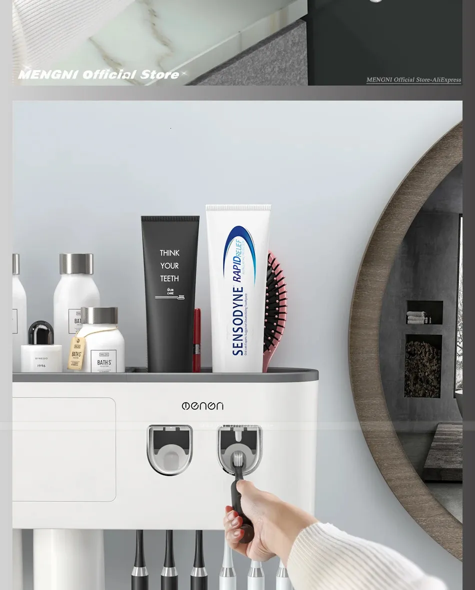 Mengni Magnetic Adsorption Inverted Toothbrush Holder Wall-Mounted with ...