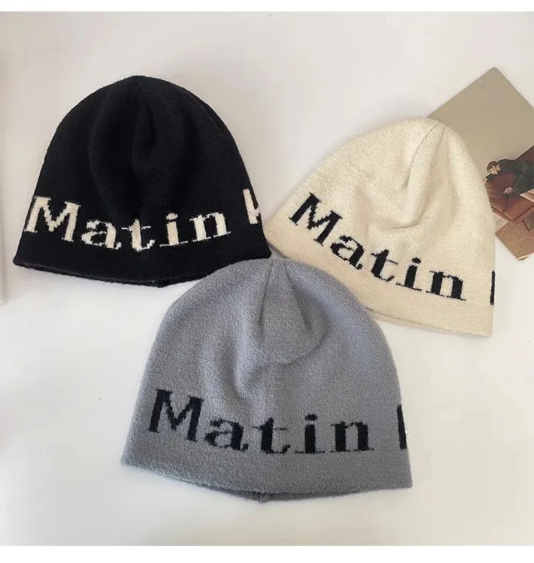 Korean Personalized Letter Wool Hat, Autumn Winter Cold Weather, Loose ...