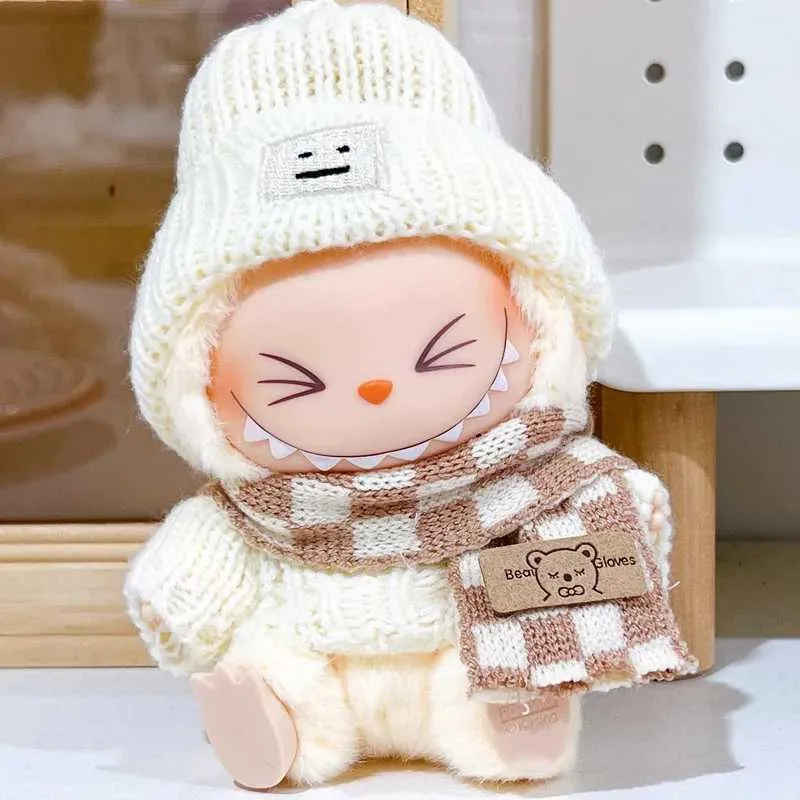 Labubu Knitted Dolls Clothes Pendant 17cm Sitting Party Sweater Scarf ...