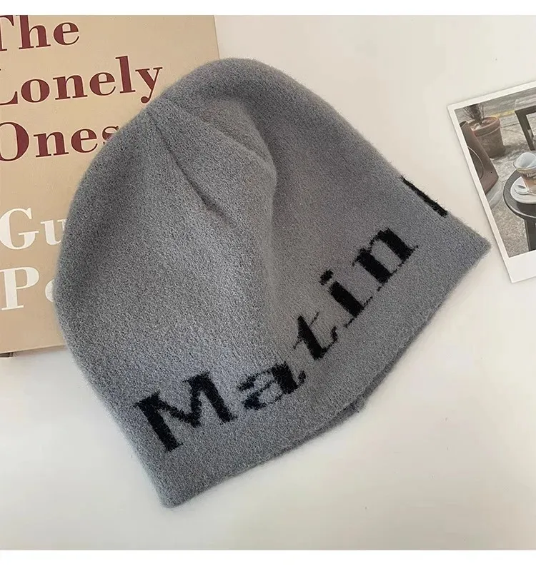 Korean Personalized Letter Wool Hat, Autumn Winter Cold Weather, Loose ...
