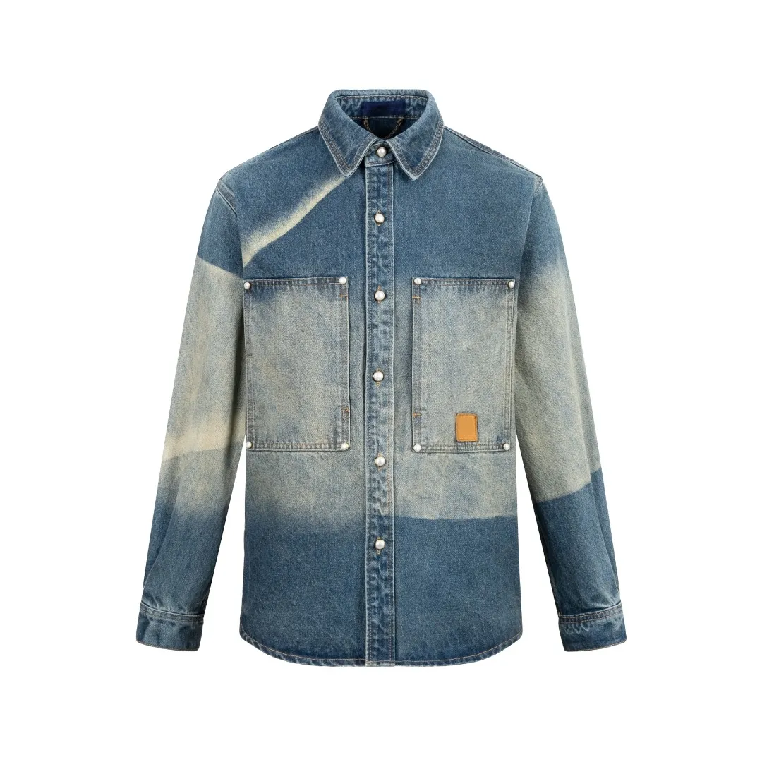 Brand 2025 Denim Shirt Jacket Breathable Faded Washed Retro Denim Suit ...