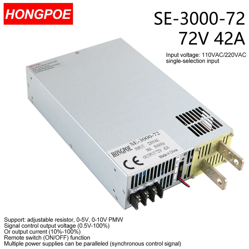 72V 44A 3000W Adjustable Power Supply, 0-72V DC, AC-DC, 0-5V Analog ...