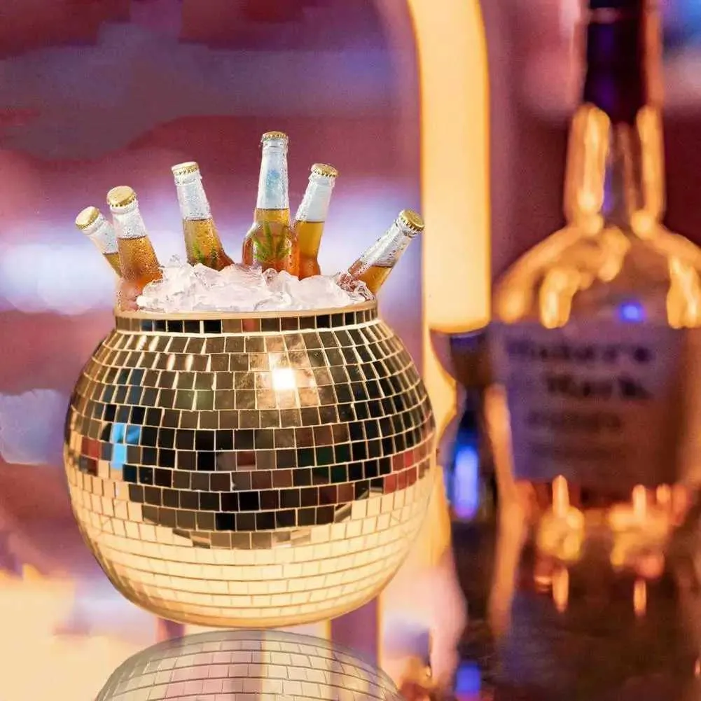 Disco Ball Party Bucket For Drinks Mirrored Ice Bucket Wine Champagne ...