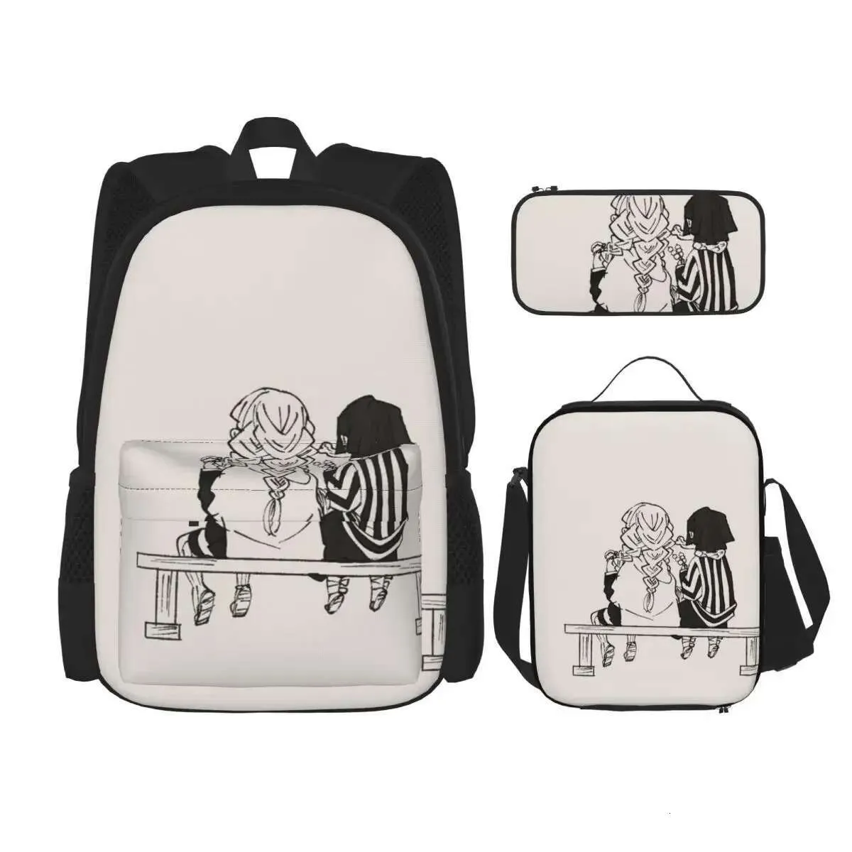 Mitsuri Kanroji And Iguro Obanai Aesthetic Backpack Set For Kids School ...